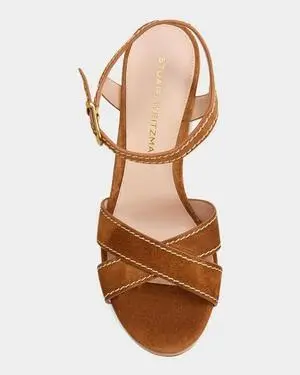 STUART WEITZMAN 95mm Park Suede Platform Sandals - Doe