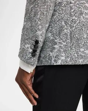 Dolce & Gabbana Apos;s Floral Lamé Single-breasted Jacket - Argento