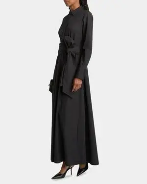 UNGARO Harriet Belted Maxi Shirtdress - Black