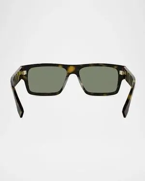 Fendi Apos;s Selleria Acetate Rectangle Sunglasses - Dark Havan