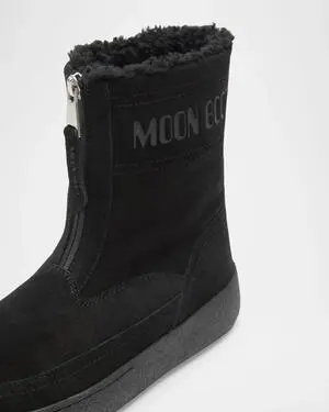 Moon Boot L-track Lara Shearling-trim Suede Boots - Black