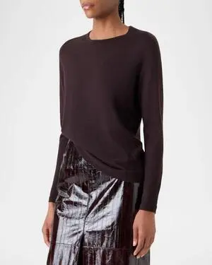 Akris Cashmere-silk Fine Gauge Knit Sweater - Coffee