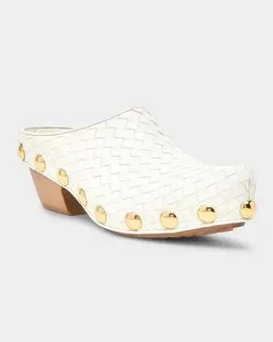 Bottega Veneta Gondola Intrecciato Leather Clog Mules - Alabaster