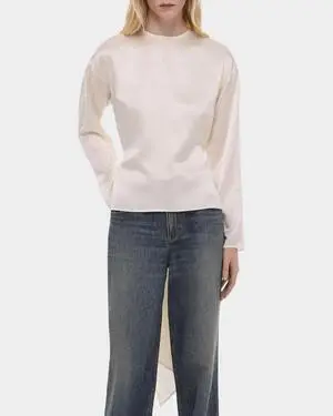 Helmut Lang Draped Silk Satin Scarf Top - Ivory