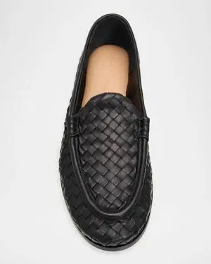 Bottega Veneta Silenzio Intrecciato Leather Loafers - Nero