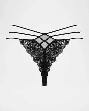 Lise Charmel Diva Glamour Embroidered Tulle G-string - Noir