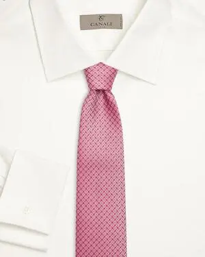 Canali Apos;s Geometric Woven Silk Tie - Pink