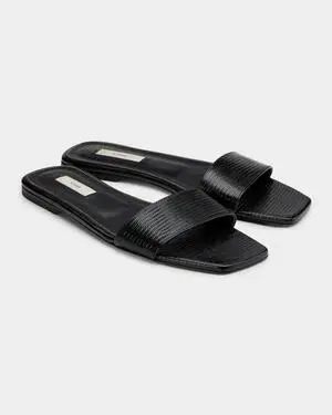 TOTEME Lizard-embossed Leather Flat Sandals