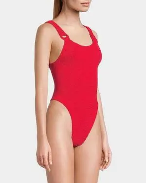 Hunza G Domino Circle-insert One-piece Swimsuit - Red