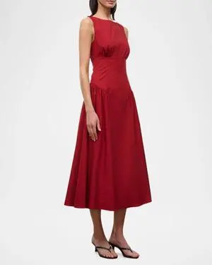 Staud Gwen Drop-waist Midi Dress
