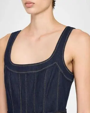Cinq À Sept Cambree Belted Denim Midi Dress