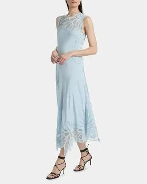 Ulla Johnson Idra Embroidered Silk Dress - Adriatic