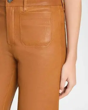 FRAME The Modernist Leather Slim-fit Palazzo Pants - Camel