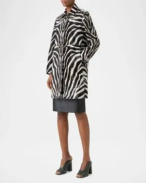 Akris Laron Zebra Print Pony Hair Single-breasted Coat