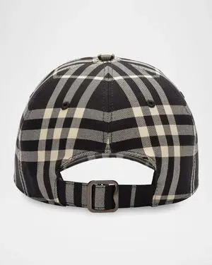 Burberry Apos;s Checked Cotton Baseball Cap - Black/cali