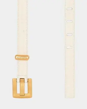 Balmain Anthem Narrow Leather Belt - Kaki