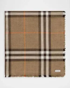 Burberry Reversible Check Wool-silk Scarf - Sand/vole