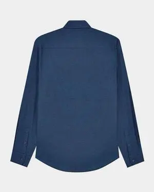 Emporio Armani Apos;s Geometric Stretch Button-front Shirt - Fancy Blue