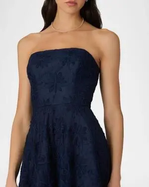 Shoshanna Mccall Strapless Floral-embroidered Midi Dress