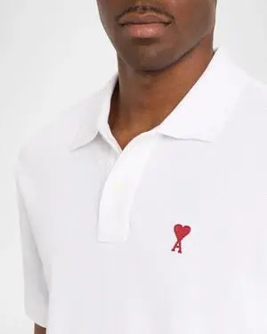AMI Paris Apos;s De Coeur Cotton Polo Shirt