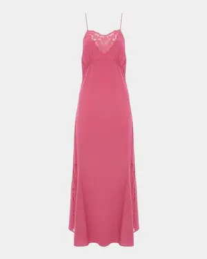 Chloé Lace-trim Empire Silk Midi Slip Dress - Black