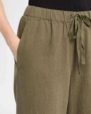 Eileen Fisher Organic Cotton-linen Straight Pants - Olive