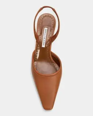 MANOLO BLAHNIK Vendona 50mm Leather Block-heel Pumps