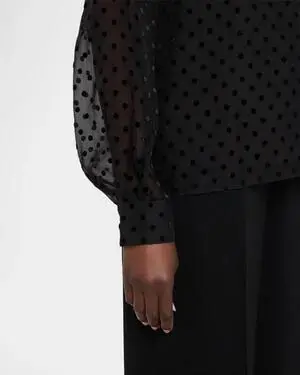 Lafayette 148 New York Polka Dot High-neck Blouse - Black