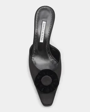 Manolo Blahnik Caulon 50mm Satin Velvet-trimmed Mules