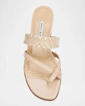 Manolo Blahnik Susonda Leather Sandals