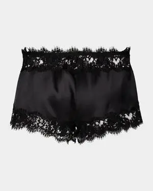 Dolce & Gabbana Lace-trim Stretch Silk Slip Shorts