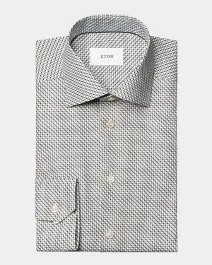 Eton Apos;s Geometric Print Slim-fit Twill Shirt - Blue