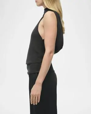 Simkhai Samira Satin Cape Top - Black