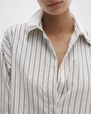 Rag & Bone Marin Stripe Layered Cotton Shirt - Crmst