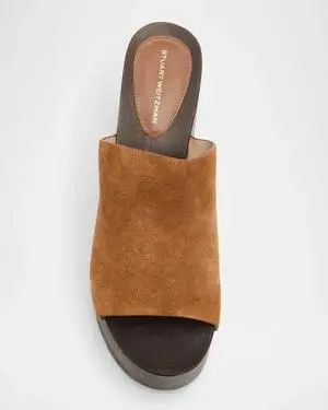 STUART WEITZMAN 100mm Kate Suede Platform Clogs - Doe