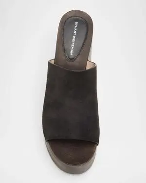 STUART WEITZMAN 100mm Kate Suede Platform Clogs - Shadow
