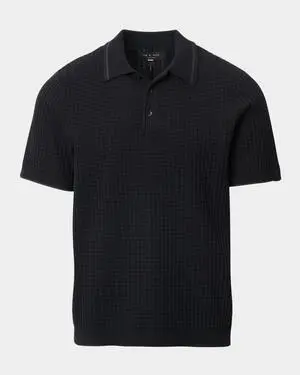 Rag & Bone Apos;s Harvey Rib-knit Polo Shirt - Black
