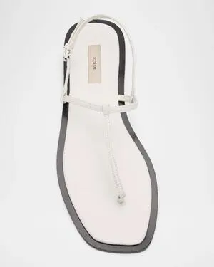 TOTEME Purist T-strap Nappa Leather Sandals - White/blac