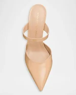 STUART WEITZMAN 85mm Power Patent Leather Mule Pumps - Adobe