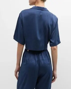 Lunya Washable Silk High-rise Pant Set Deep Blue