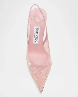 JIMMY CHOO Amita 85 Lace Slingback Pumps