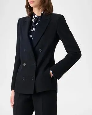 Akris Wool Tricotine Double-breasted Jacket