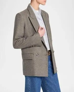 TWP Harper Double-breasted Herringbone Blazer