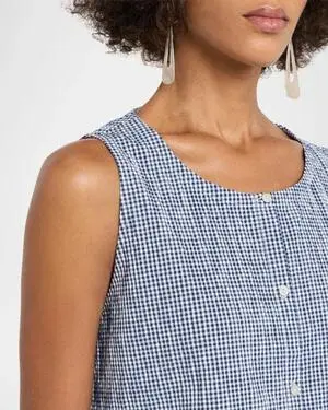 Eileen Fisher Crinkled Organic Cotton Check Vest - Ltdiv