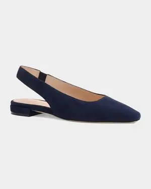 STUART WEITZMAN Stassi Suede Slingback Flats - Nice Blue