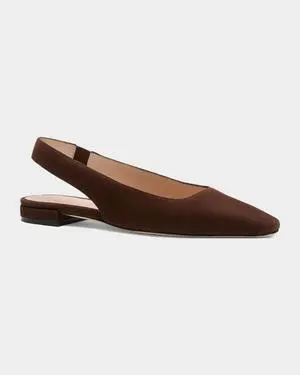 STUART WEITZMAN Stassi Suede Slingback Flats - Walnut