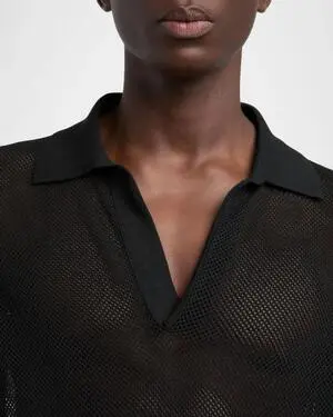TOM FORD Apos;s Cotton Silk Mesh Polo - Black