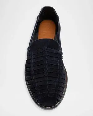 Brunello Cucinelli Apos;s Woven Suede Sandals - Navy