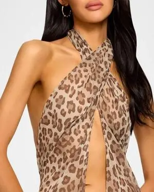 Ramy Brook Aari Leopard Convertible Coverup Maxi Dress - Light Leopard