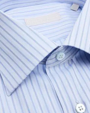 Stefano Ricci Apos;s Cotton Tonal Double-stripe Dress Shirt - Light Blue